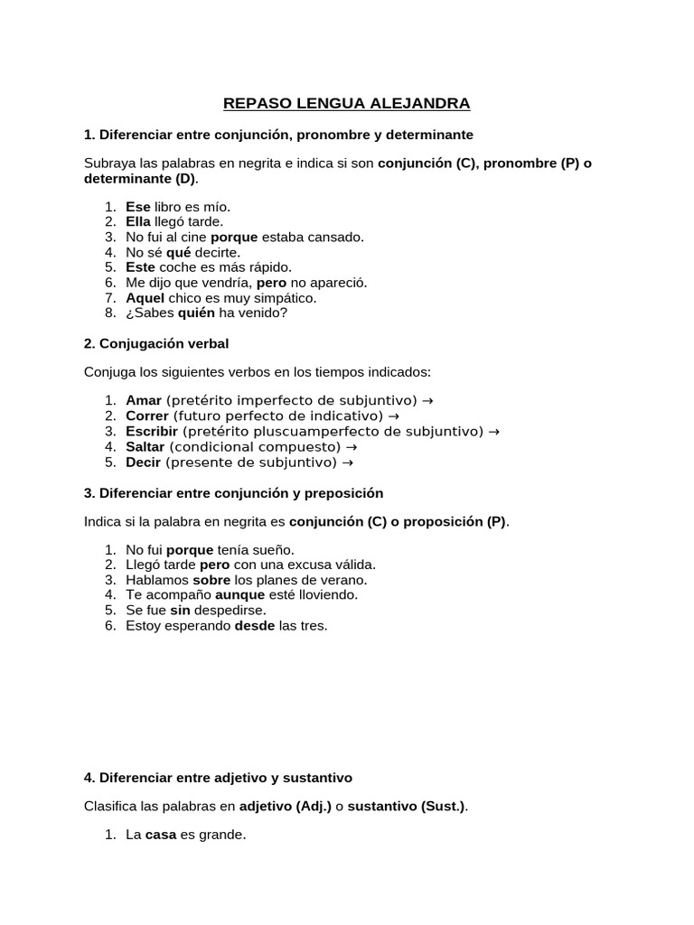 Repaso Lengua Alejandra | PDF | Verbo | Pronombre