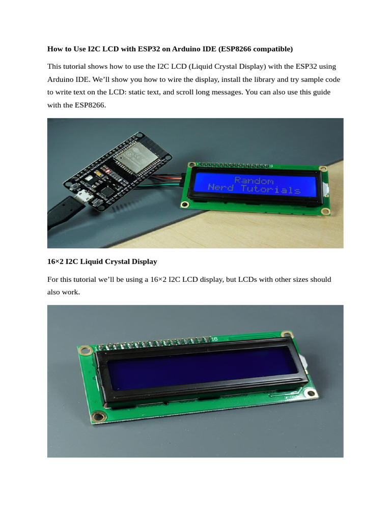 Interface - LCD With ESP32 | PDF | Liquid Crystal Display | Cursor ...