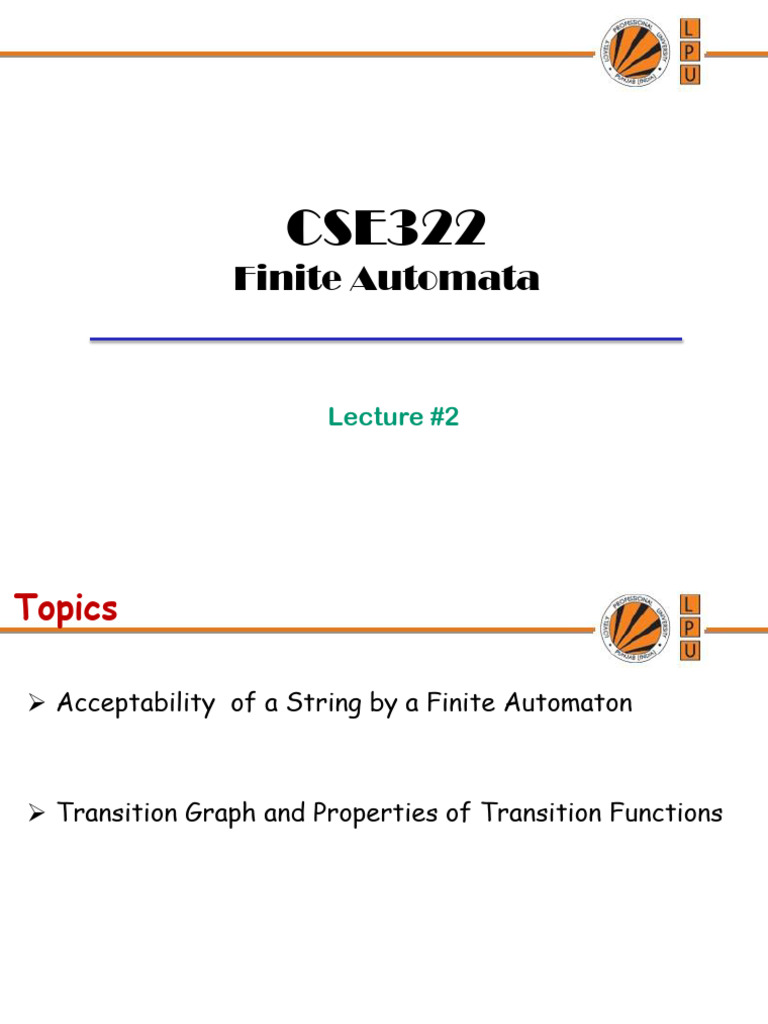 Finite Automata String Acceptance | PDF | Automata Theory | Models Of ...