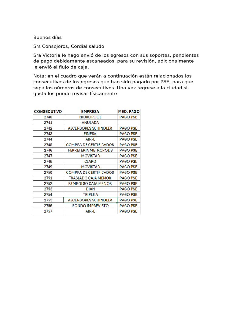 Informe de Egresos y Flujo de Caja | PDF