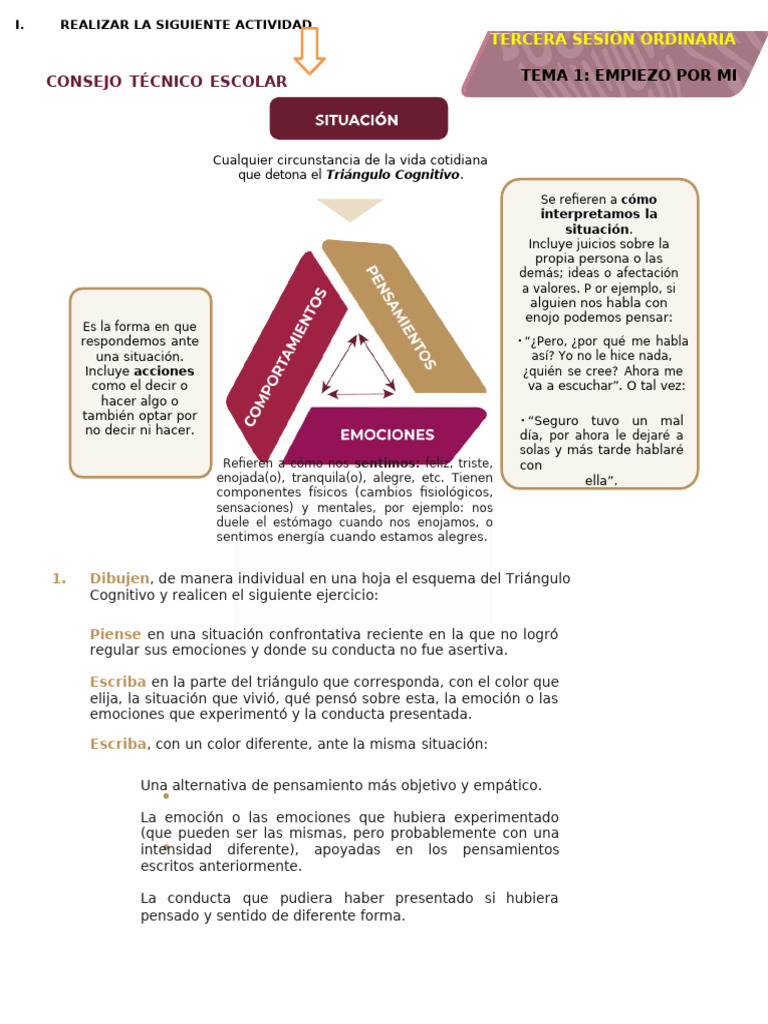ACTIVIDAD DE TEMA 1. CTE 3a SESION. | PDF | Las emociones | Pensamiento