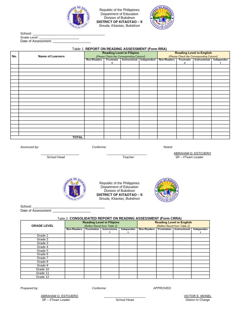 Kitaotao Reading Assessment Report | PDF | Human Communication | Learning