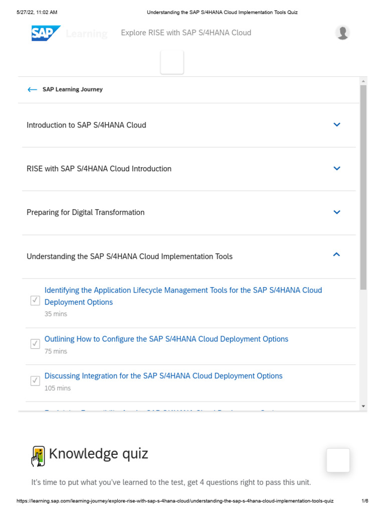 Rise With SAP HANA Cloud Quiz 4 | PDF | Information Technology Management | Sap Se