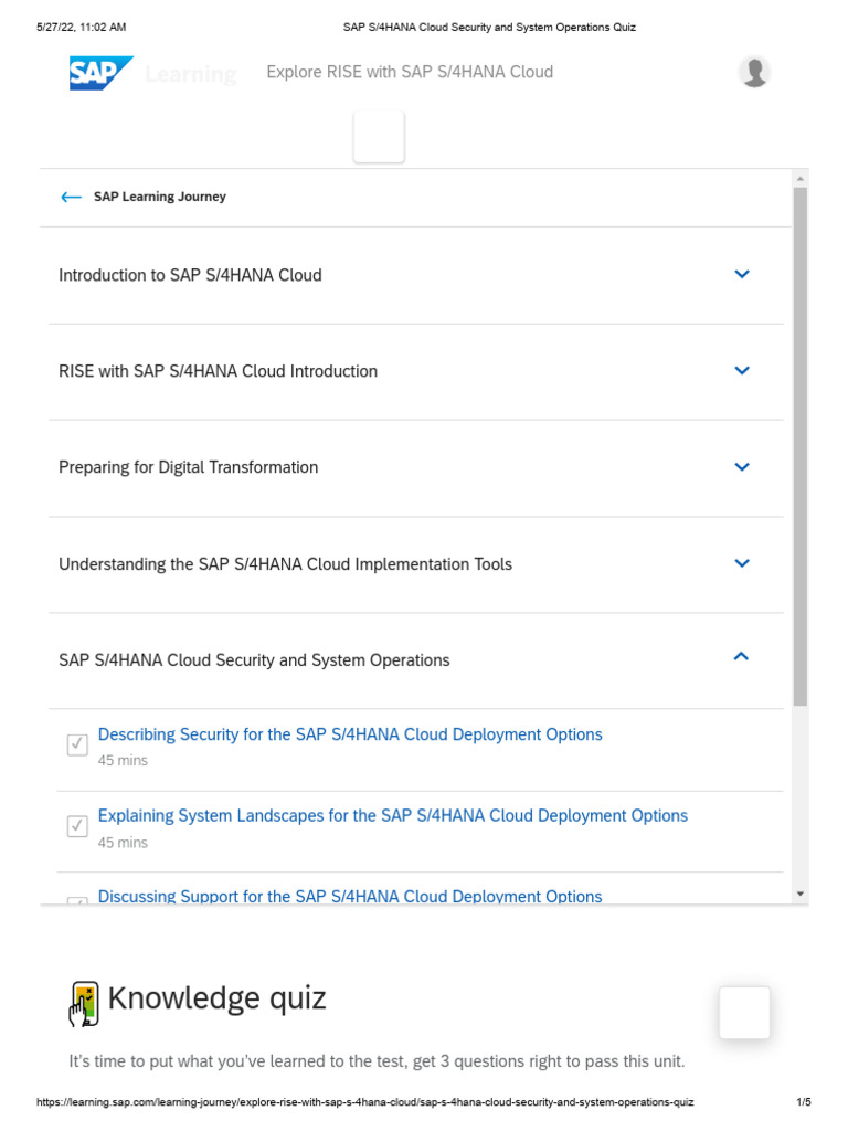 SAP S/4HANA Cloud Security Quiz | PDF | Computing | Information Technology