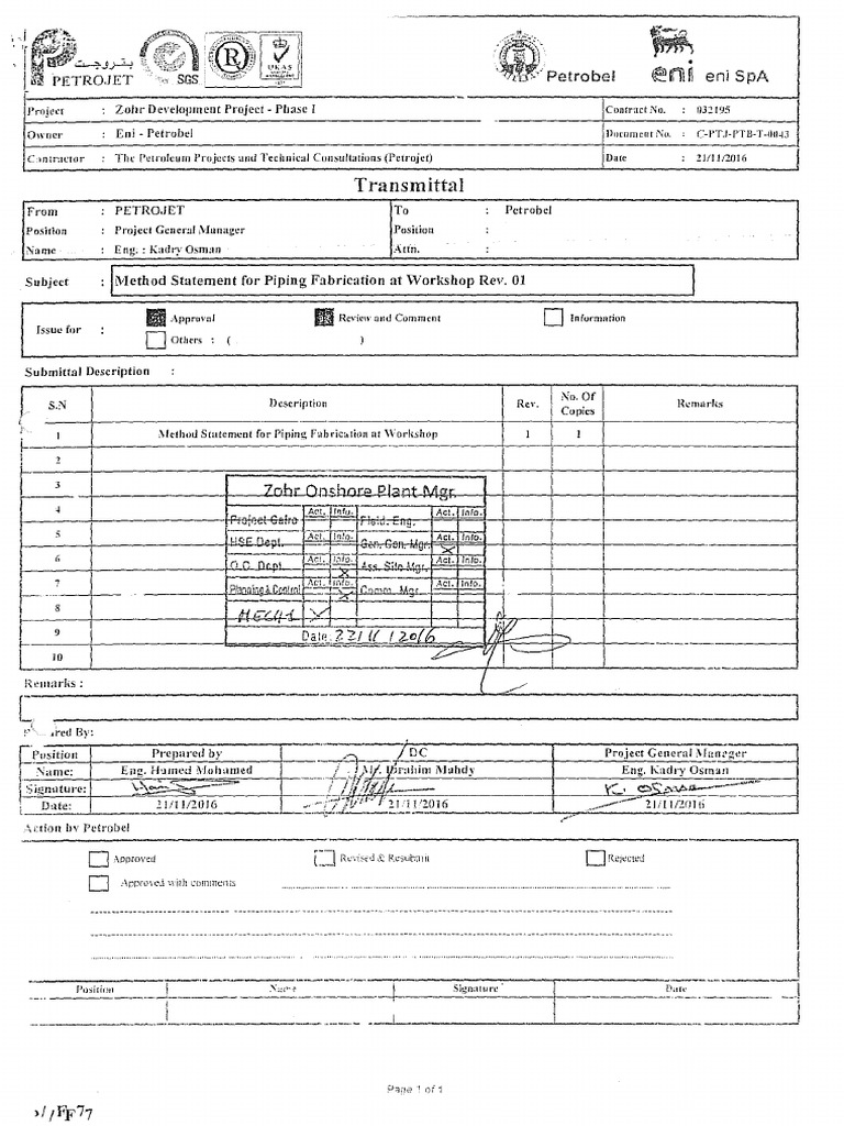 Method Statement for Piping Fabrication | PDF | Pipe (Fluid Conveyance ...