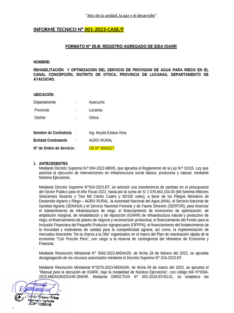 Informe Tecnico 5B - Canalconcepcion | PDF | Canal | Riego