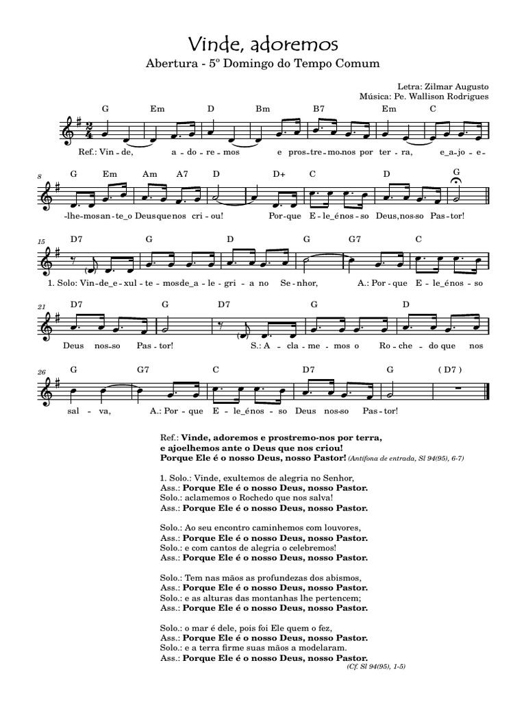 Antífona 5° Domingo "Vinde Adoremos" (Pe. Wallison) | PDF
