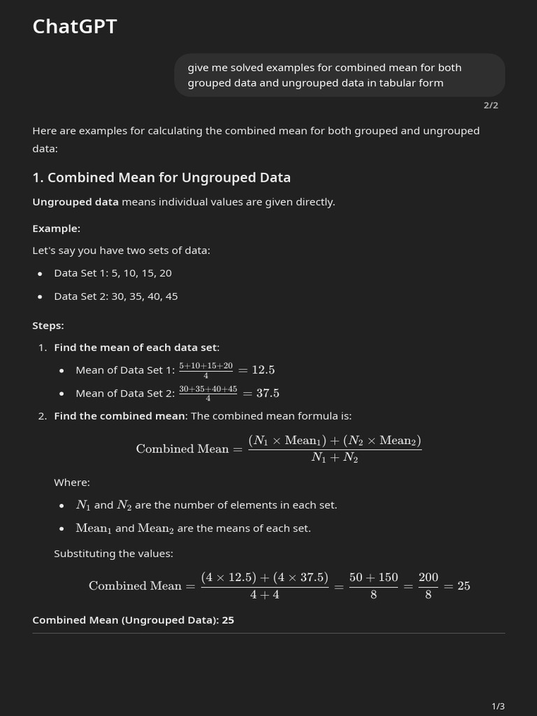 11 - Combined Mean | PDF | Applied Mathematics