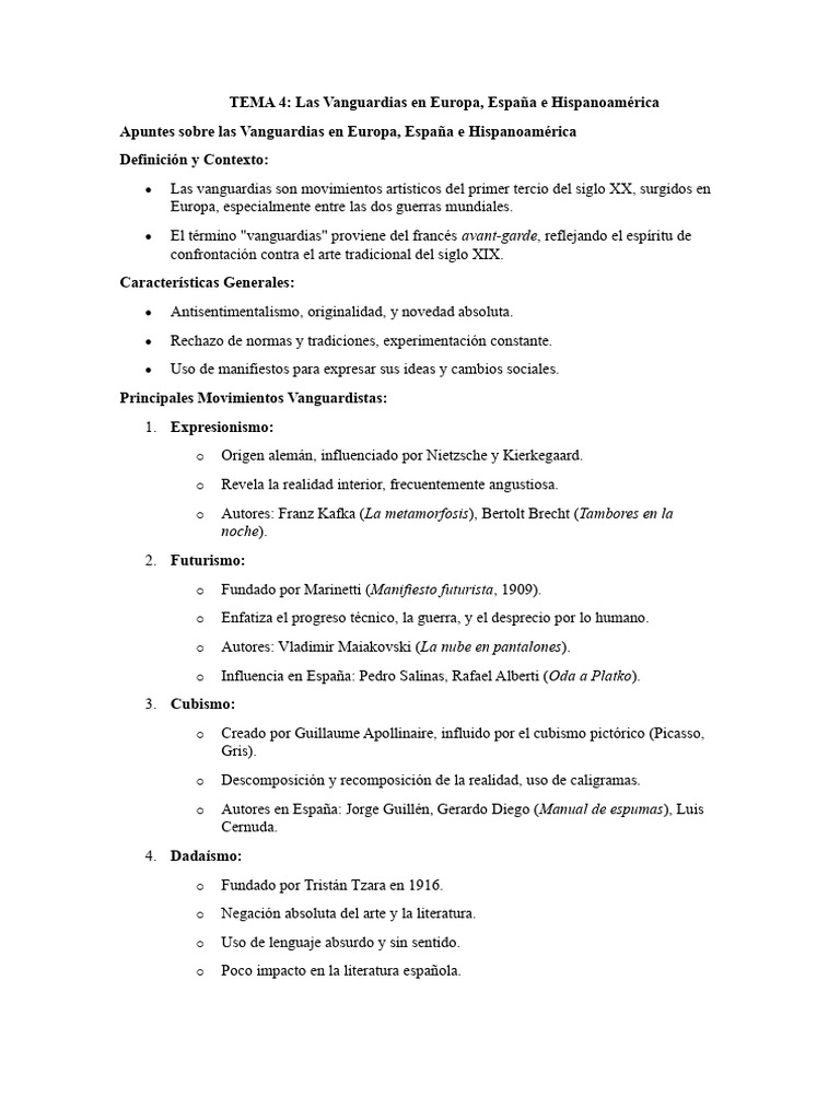 TEMA 4 - Las Vanguardias | PDF | Vanguardia | Surrealismo