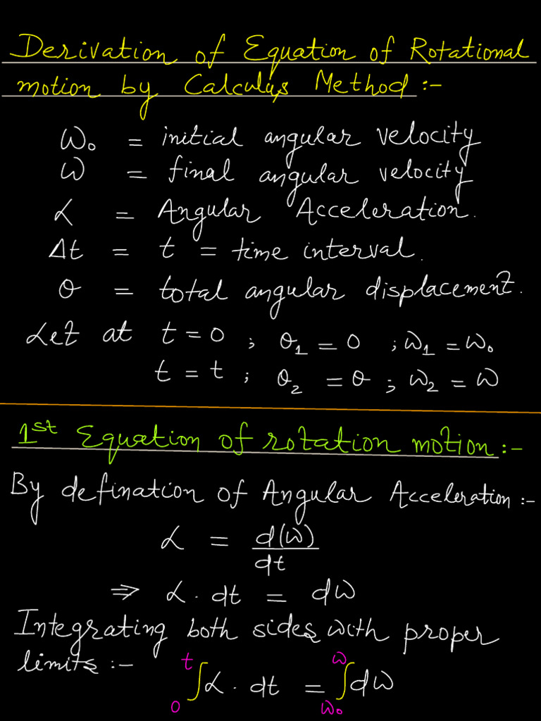 Equation of Rotational Motion. | PDF | Velocity | Physics