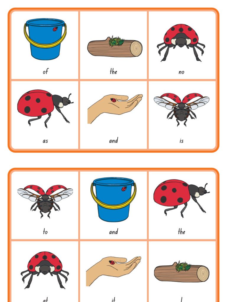 Ladybug Sight Word Matching Game Boards | PDF