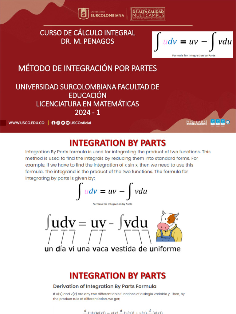 Curso de Cálculo Integral: Integración por Partes | PDF | Mathematical ...