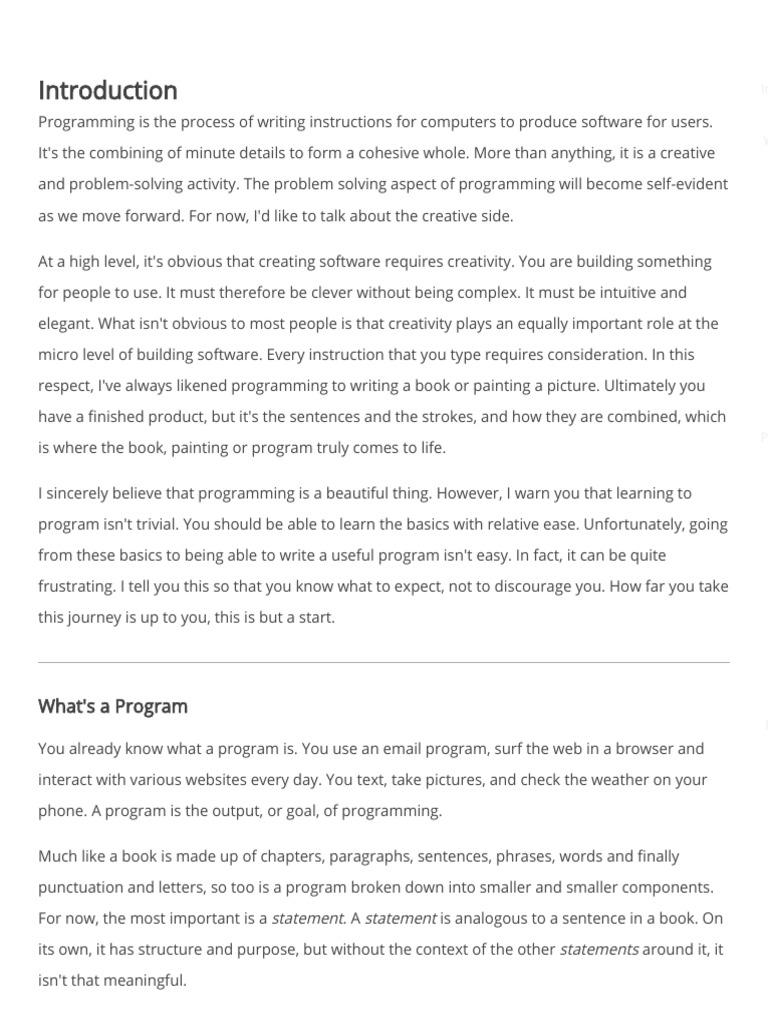 The Little Introduction To Programming | PDF | Boolean Data Type | Computer Program