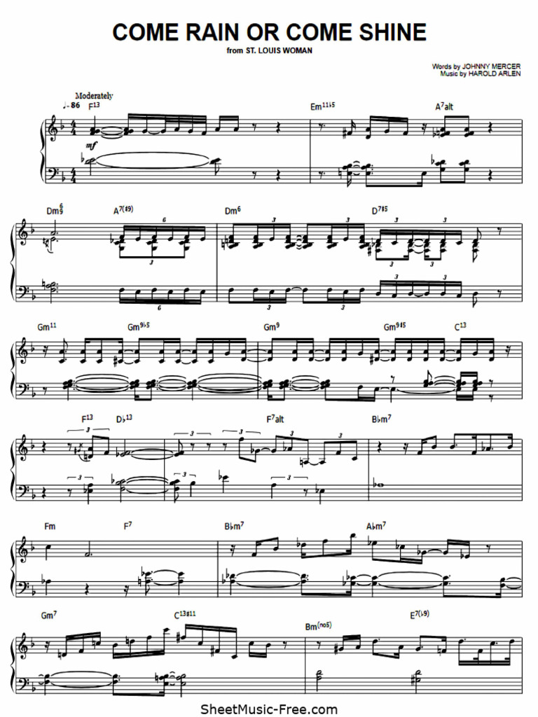 Come Rain or Come Shine Sheet Music Bill Evans SheetMusic | PDF