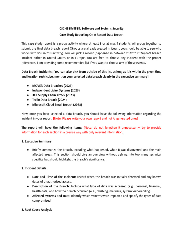 Data Breach Case Study Guide | PDF | Computer Security | Security
