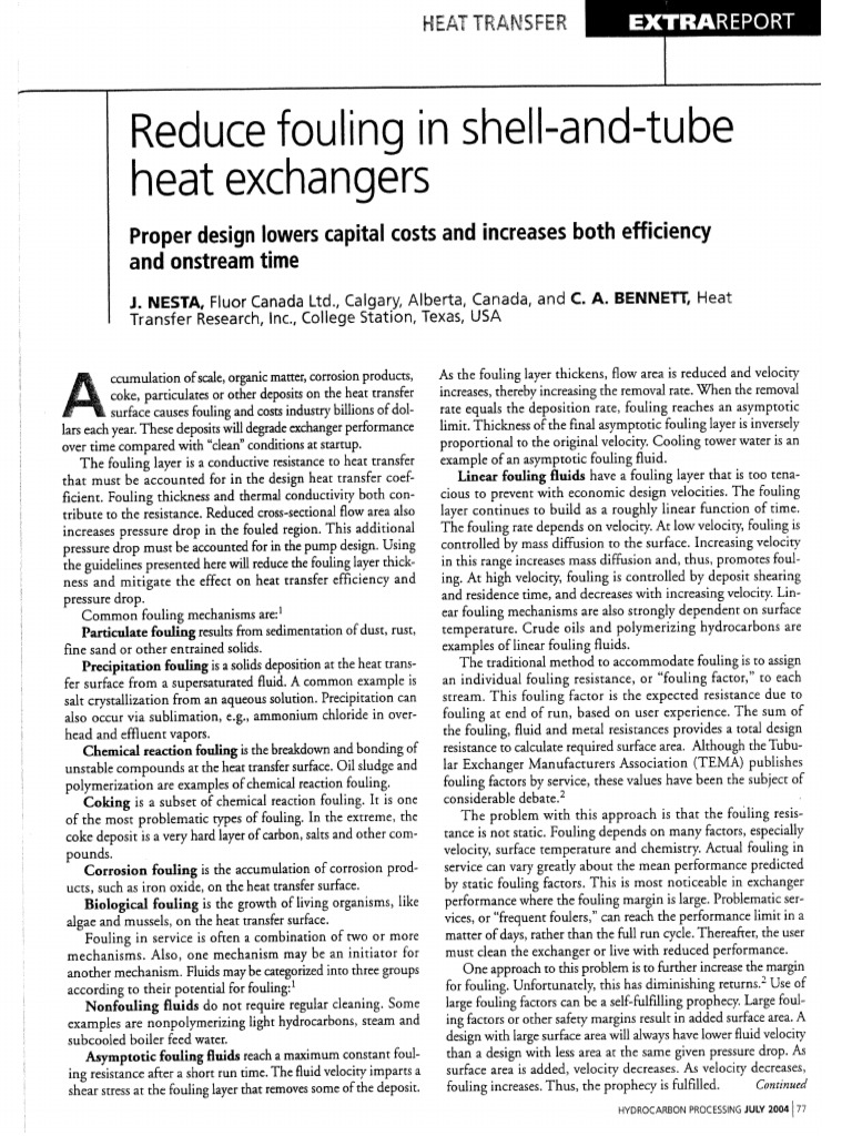 Reduce Fouling in S - T Heat Exchangers | PDF