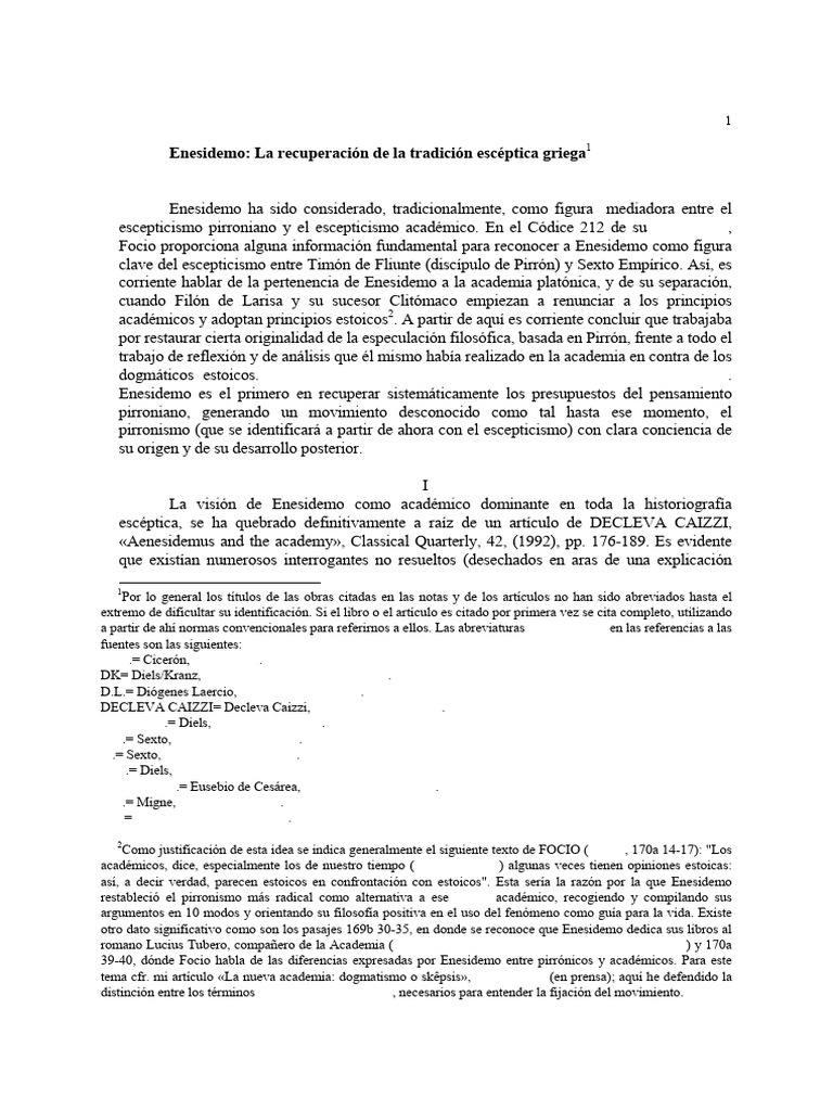 Ramón Román Enesidemo | PDF | Escepticismo | Epistemología