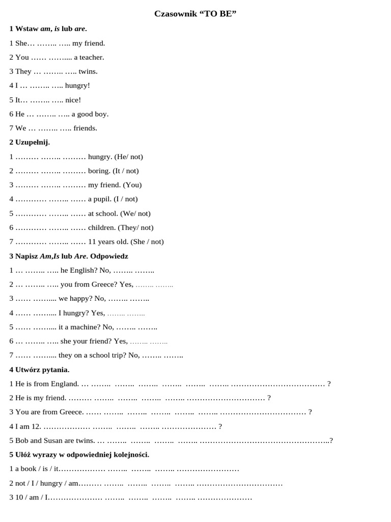 Czasownik To Be | PDF