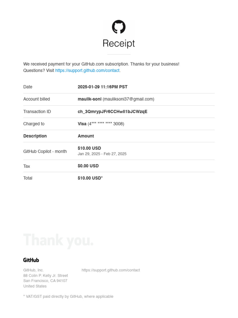 Github Maulik Soni Receipt 2025 01 29 | PDF
