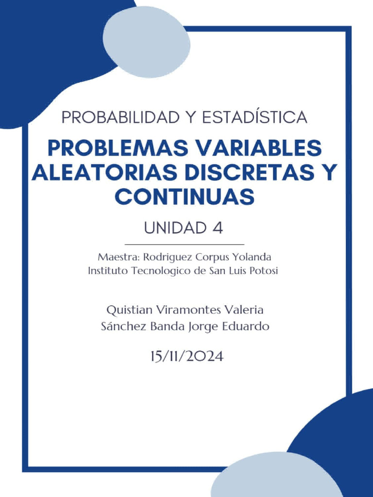 Ejercicios en Pareja Problemas Variables Aleatorias | PDF