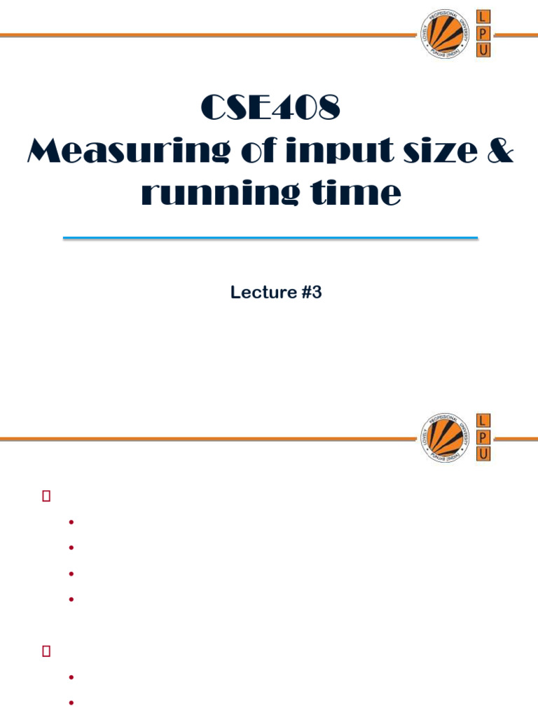 Lecture3 (Mesuring Input) | PDF | Applied Mathematics | Theoretical Computer Science