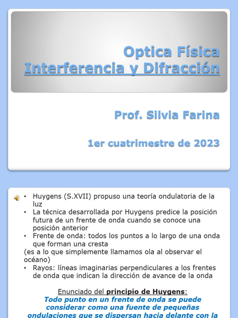 Interferencia y Difracción en Óptica | PDF | Difracción | Olas