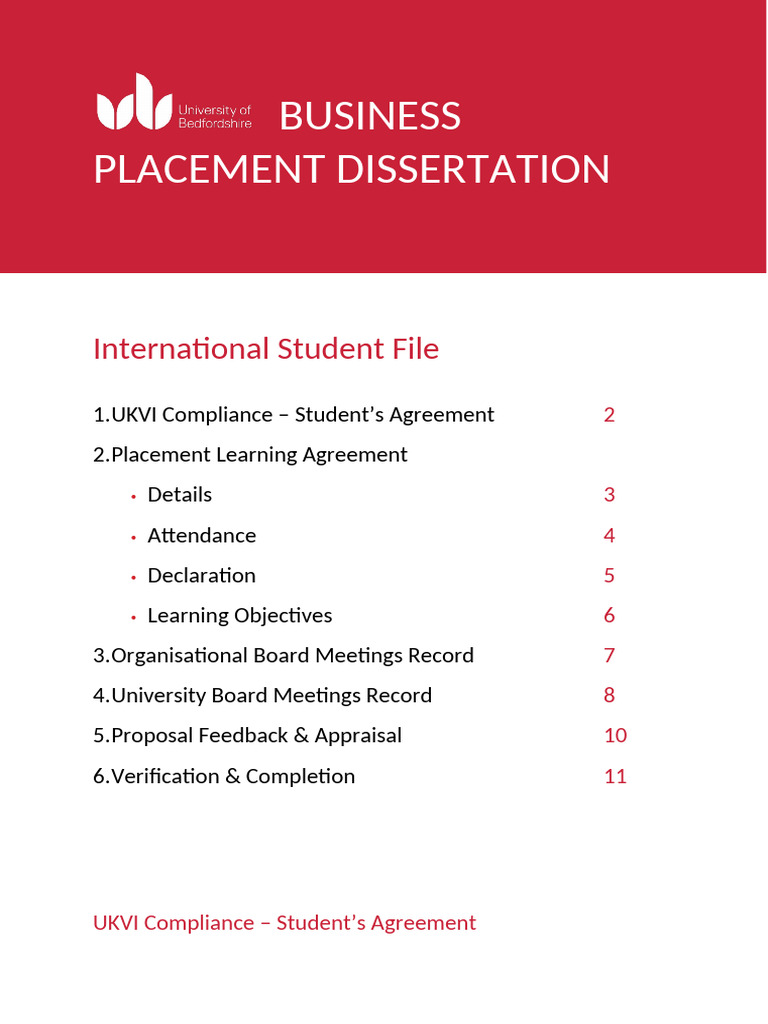 Business Placement Dissertation Agreement | PDF | Thesis | Employment