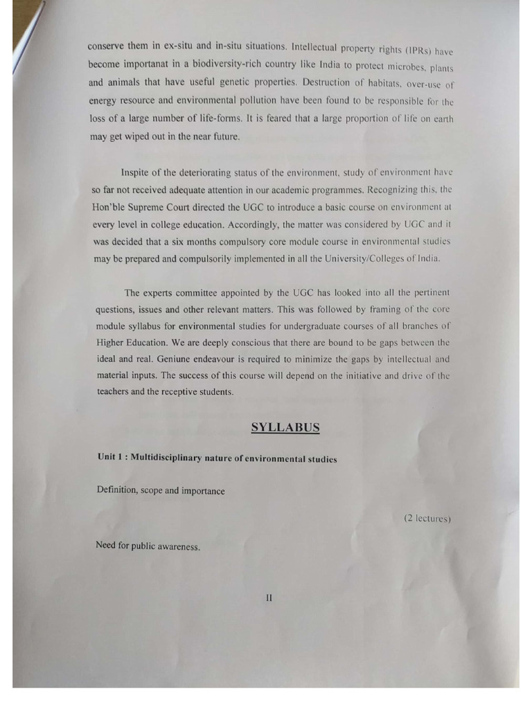 Syllabus of Comp. Env. Sci | PDF