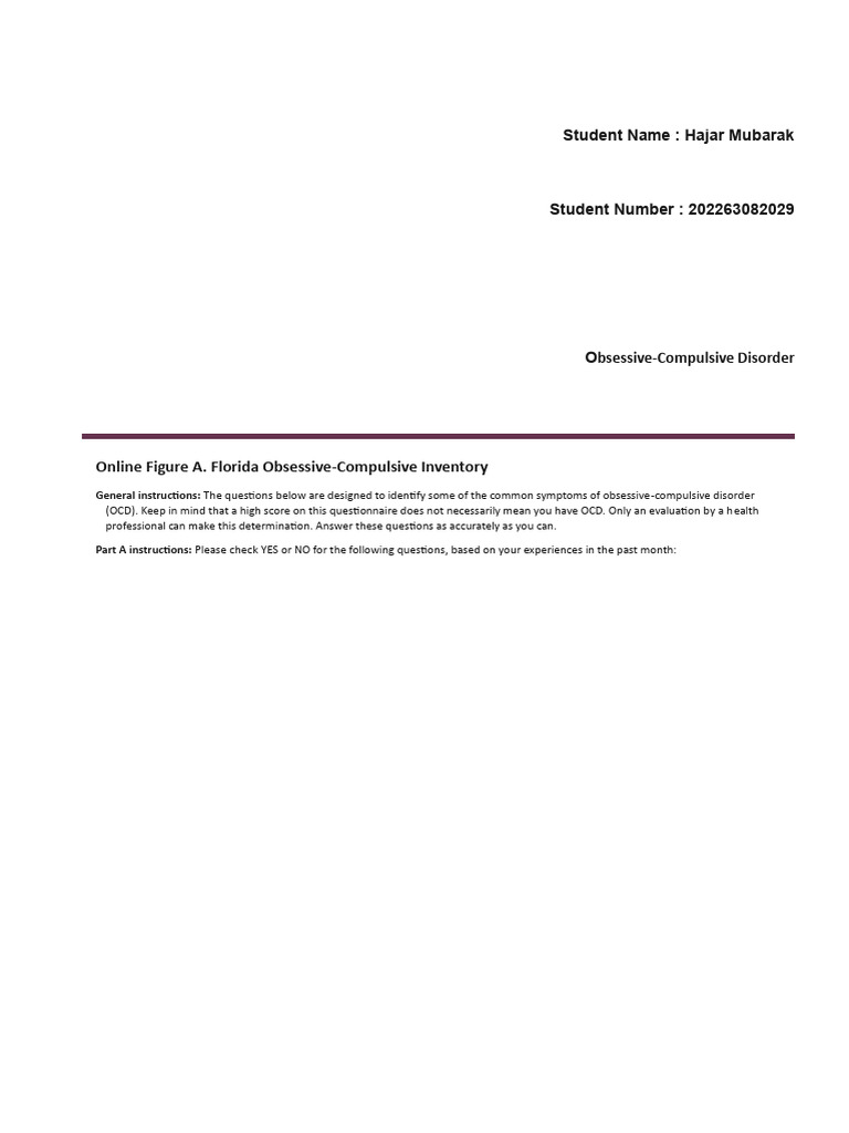 Florida Obsessive Compulsive Inventory FOCI 1 | PDF | Obsessive ...