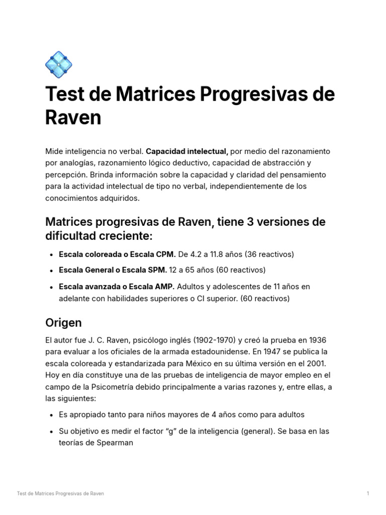 Test - de - Matrices - Progresivas - de - Raven Notas | PDF
