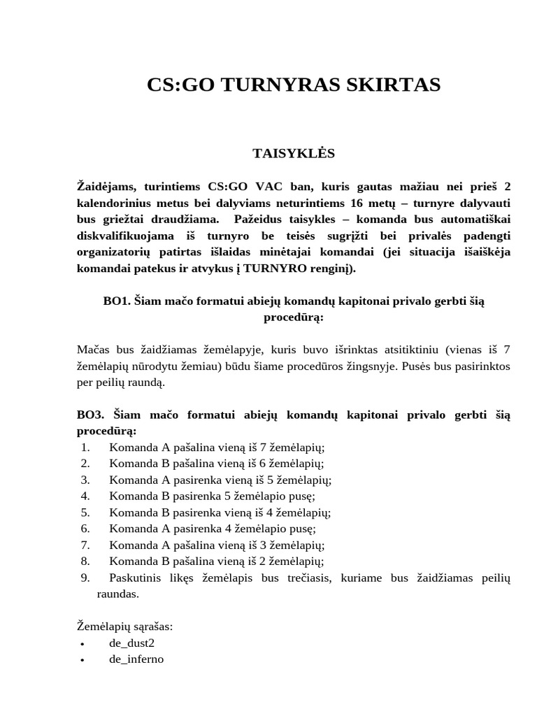 CSGO Turnyro Taisyklėswdwdwdwdwadwdfdrvvfdx | PDF