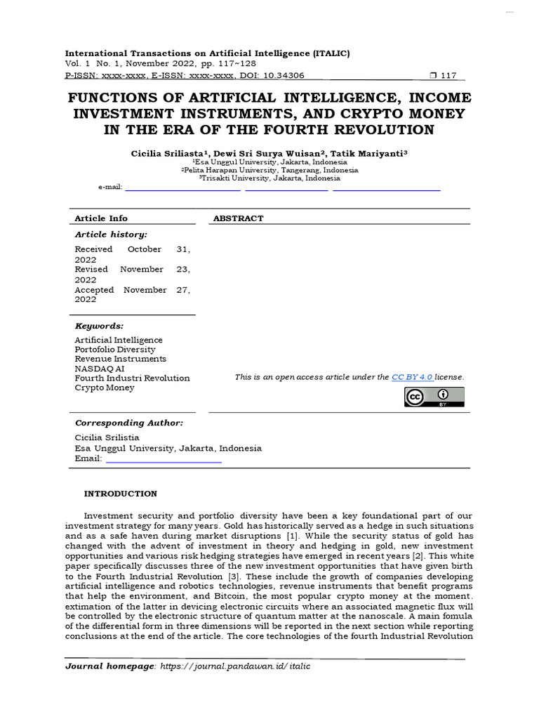 Functions of Artificial Intelligence Income Invest | PDF ...