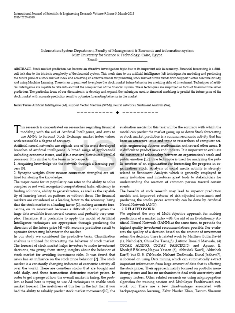 AI Techniques for Stock Market Prediction | PDF | Artificial ...