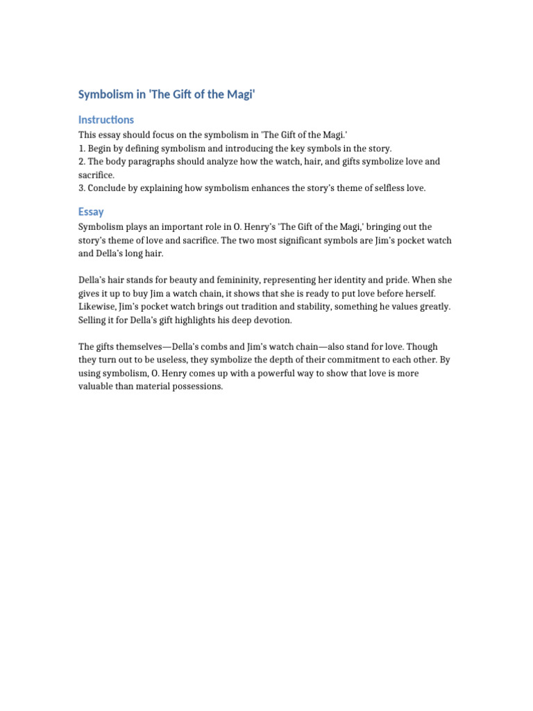 Symbolism in 'The Gift of the Magi' | PDF