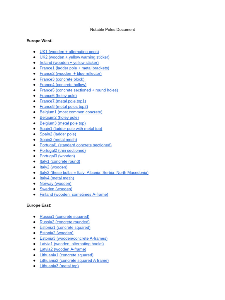 Global Pole Types by Region | PDF