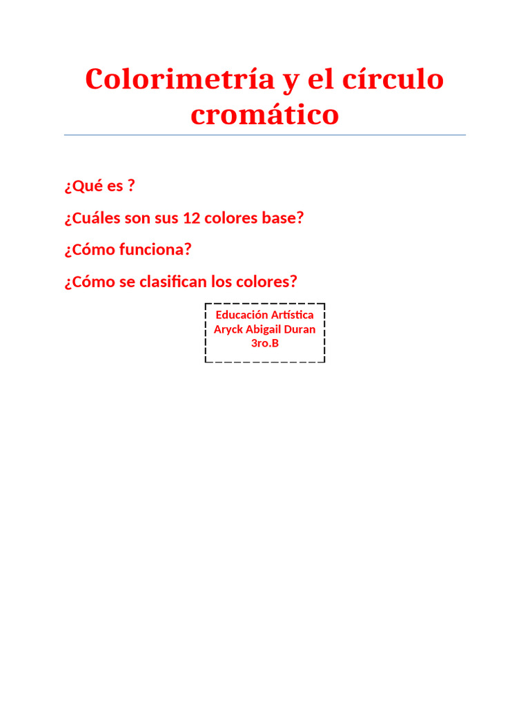 Colorimetría y El Círculo Cromático | PDF | Color | Sistema visual