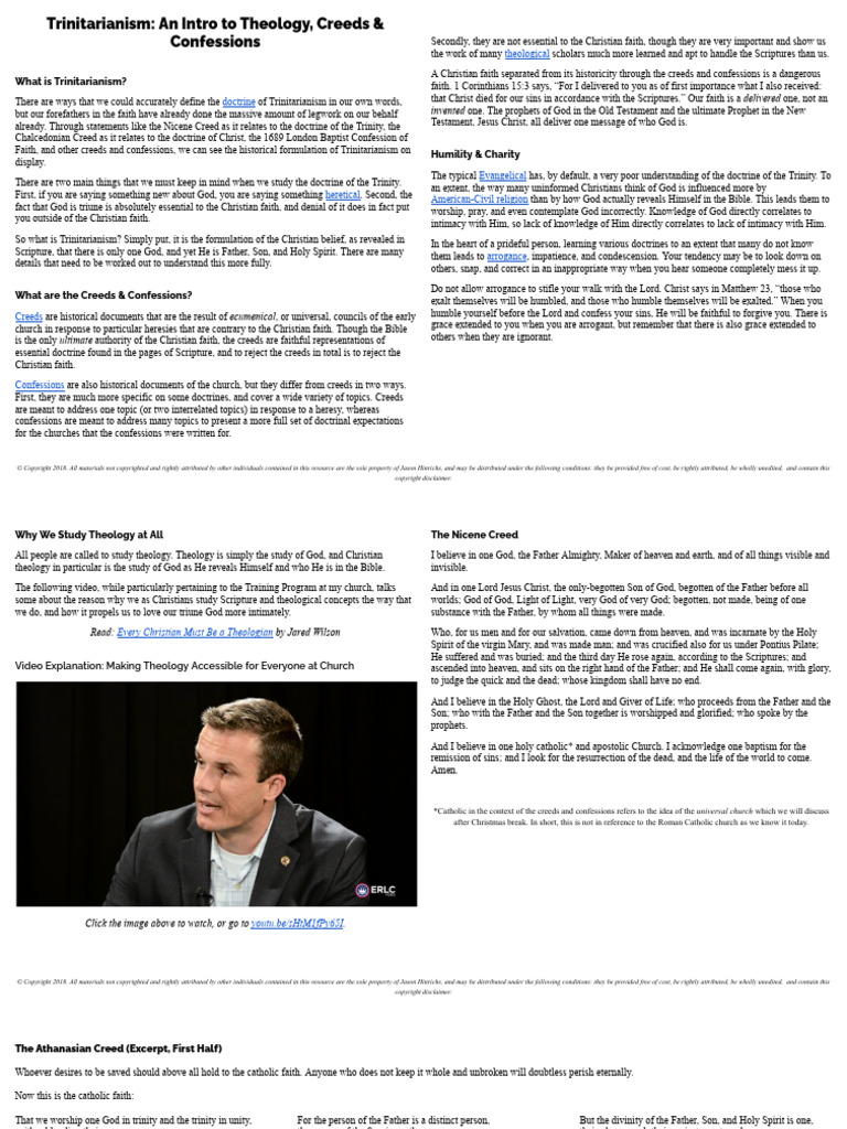 Trinitarianism - An Intro To The Creeds & Confessions | PDF | Creed ...