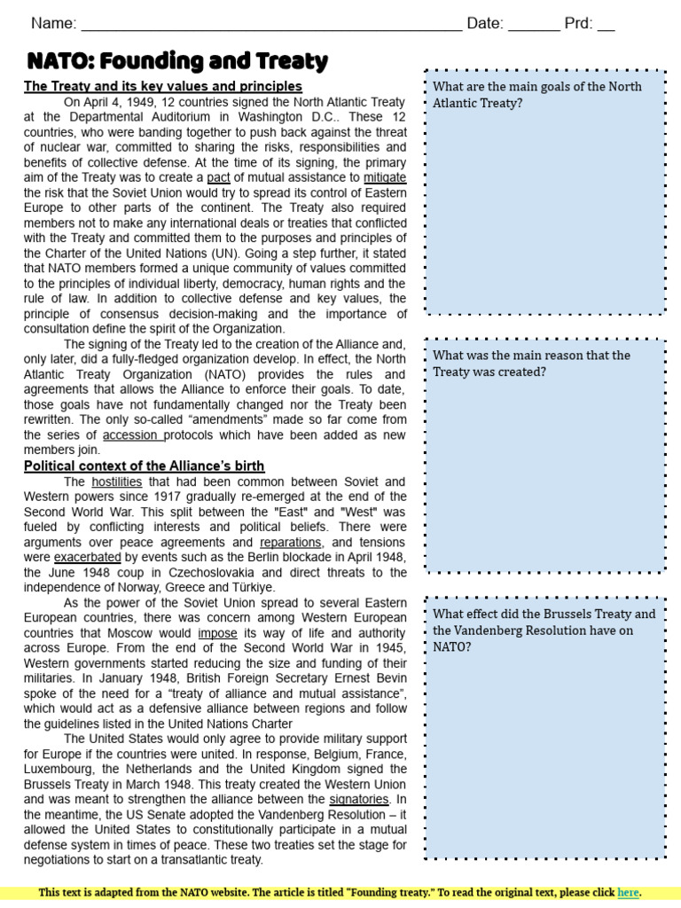 NATO Treaty: Founding Principles and Goals | PDF | Treaty | Nato