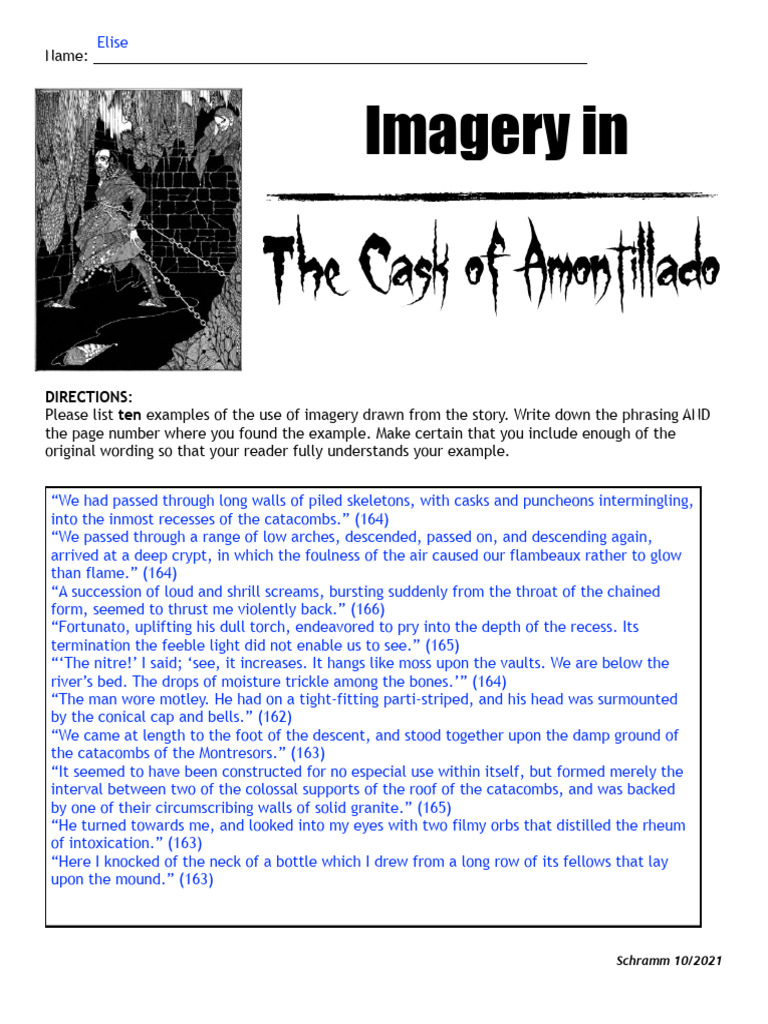 Imagery in "The Cask of Amontillado" | PDF