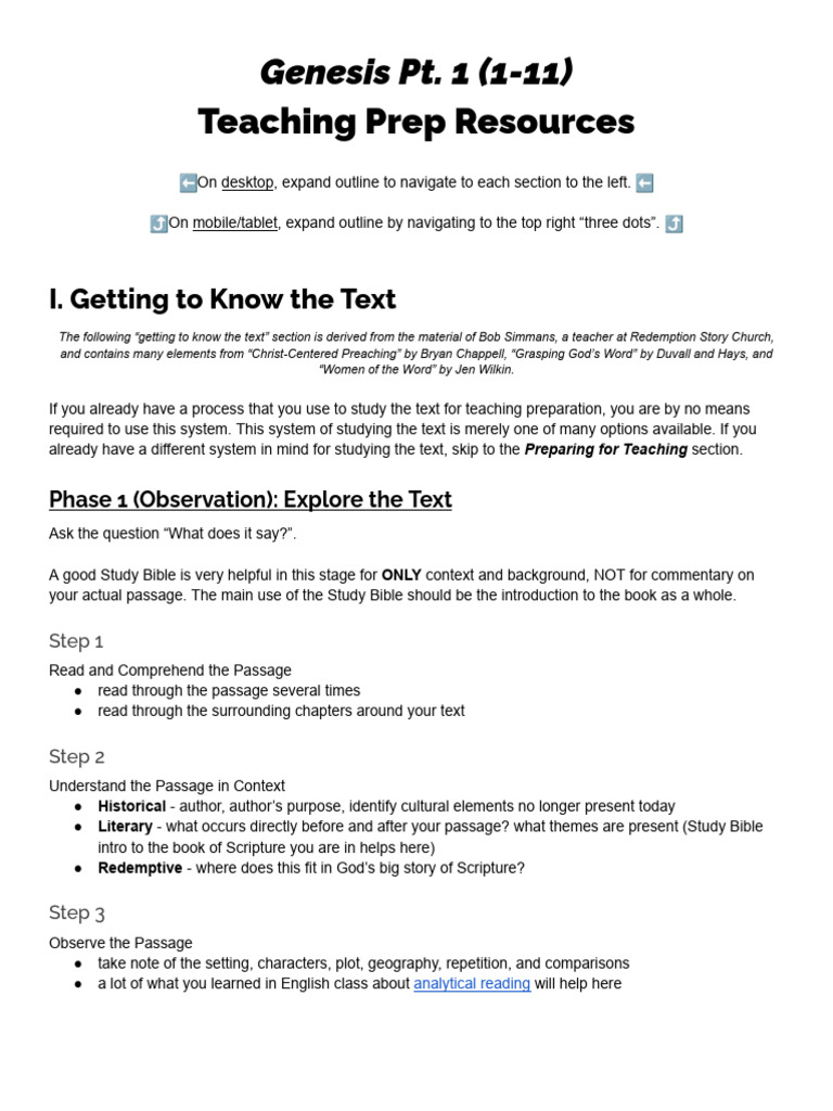 Teaching Prep for Genesis 1-11 | PDF | Exegesis | Bible