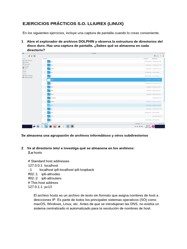 Ejercicios Prácticos en LliureX Linux | PDF | Archivo de computadora | Directorio (Computación)