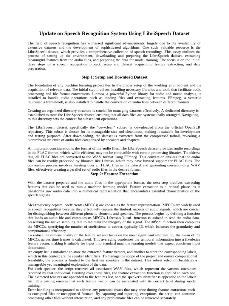 Update On Speech Recognition System Using LibriSpeech | PDF | Machine ...