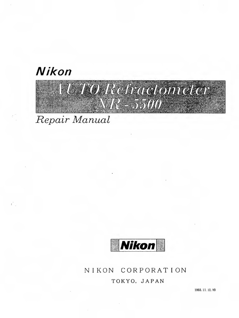 Nikon NR-5500 Auto-Refractometer Repair Manual | PDF | Camera | Analog ...