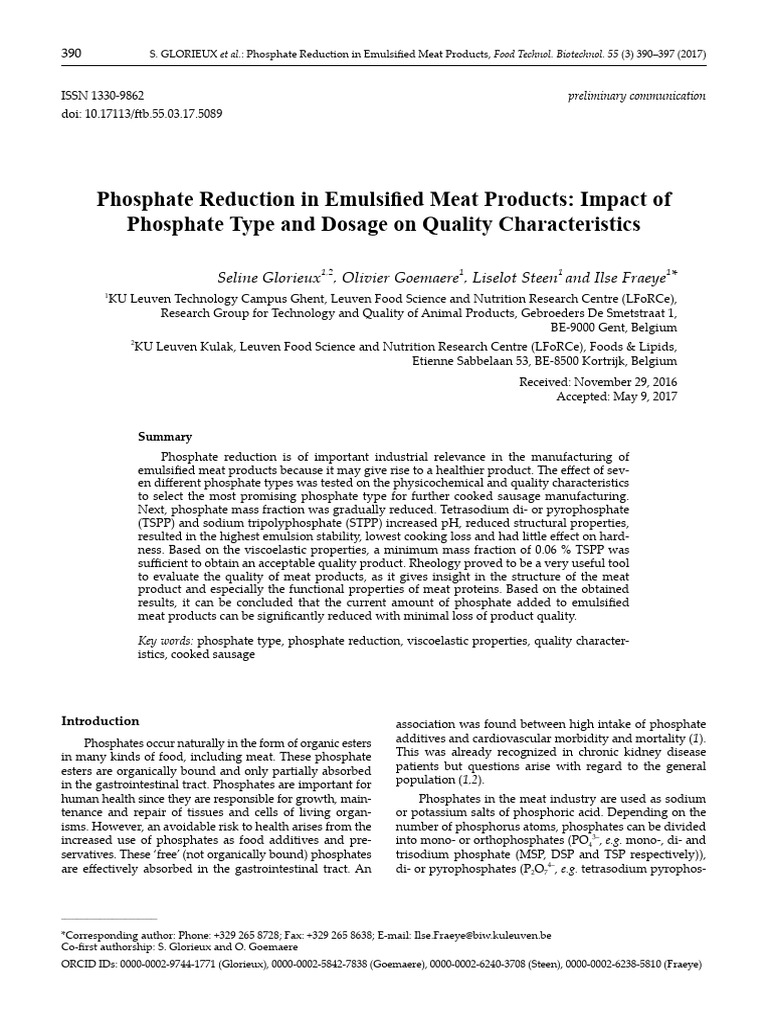 FOSFATOS - Phosphate Reduction in Emulsified Meat Products (2017) | PDF ...