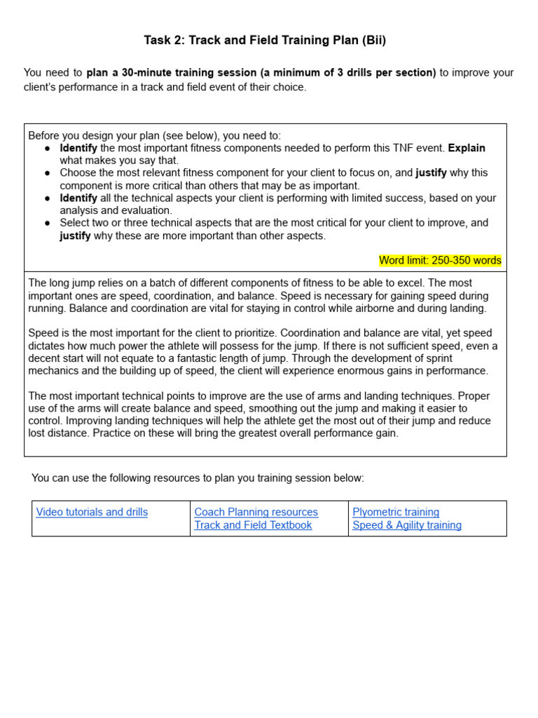 Track and Field Long Jump Training Plan | PDF