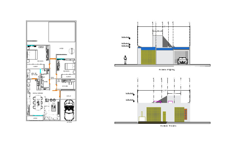 Planta Arq, Fachada Frontal y Trasera-Modelo | PDF