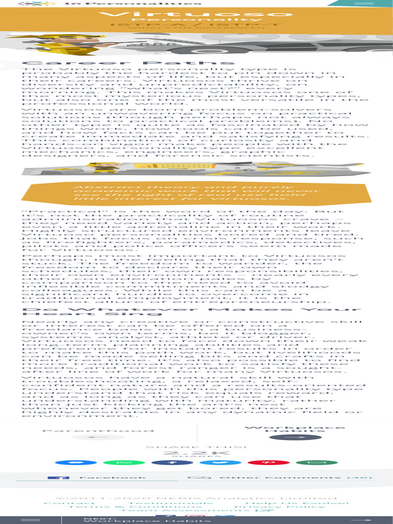 Career Paths Virtuoso (ISTP) Personality 16personalities | PDF ...