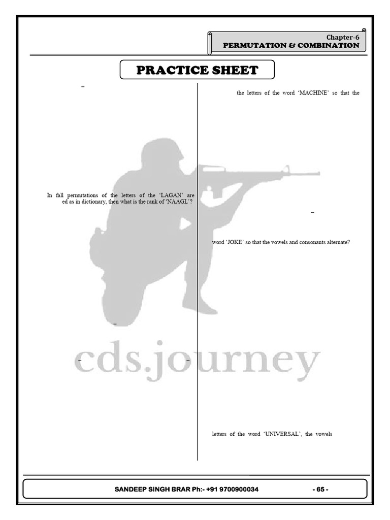 Permutation & Combination Practice | PDF | Consonant | Permutation