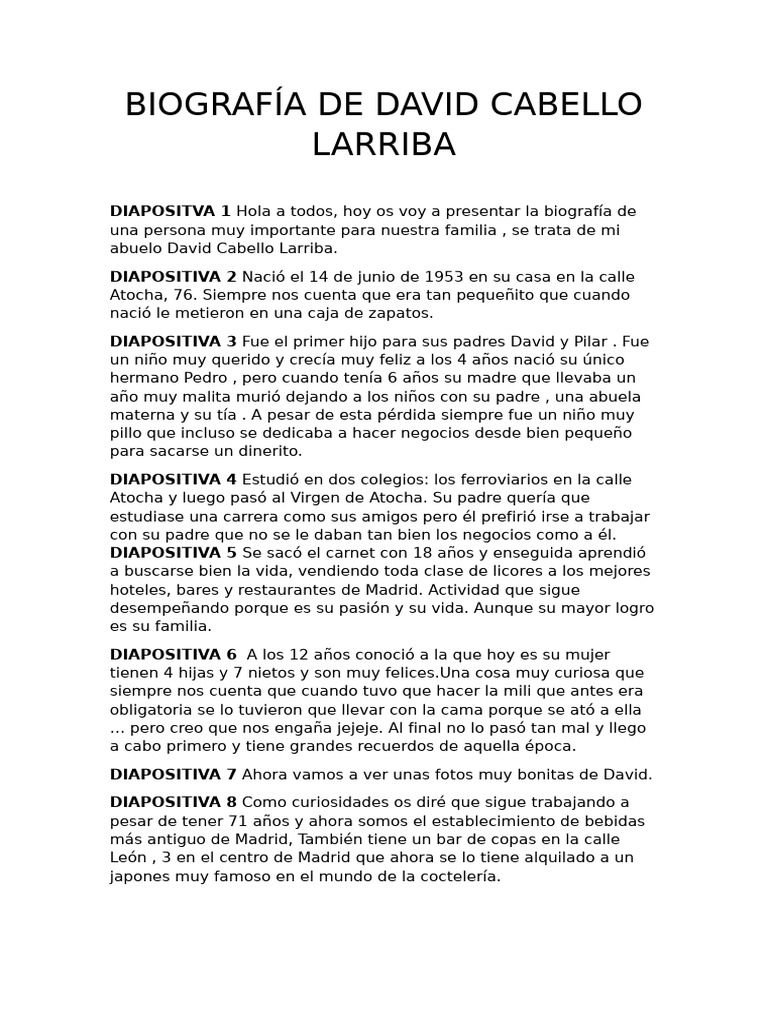 Biografía de David Cabello Larriba | PDF