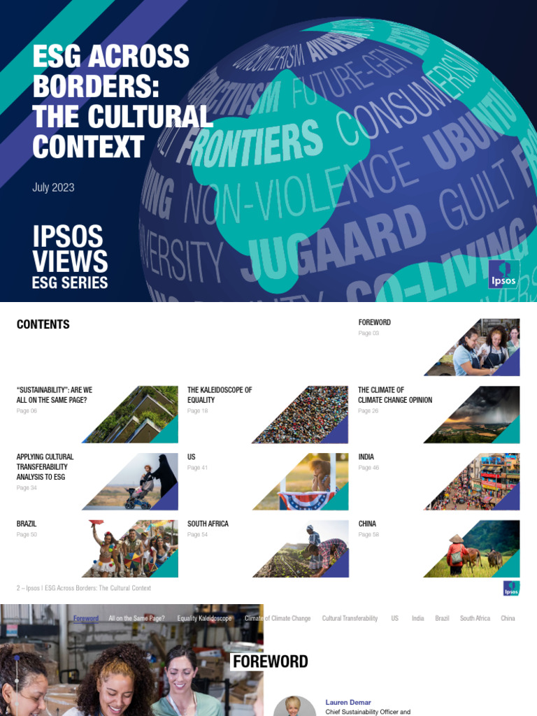 ESG Across Borders the Cultural Context Ipsos 2023 | PDF | Sustainability | Natural Environment
